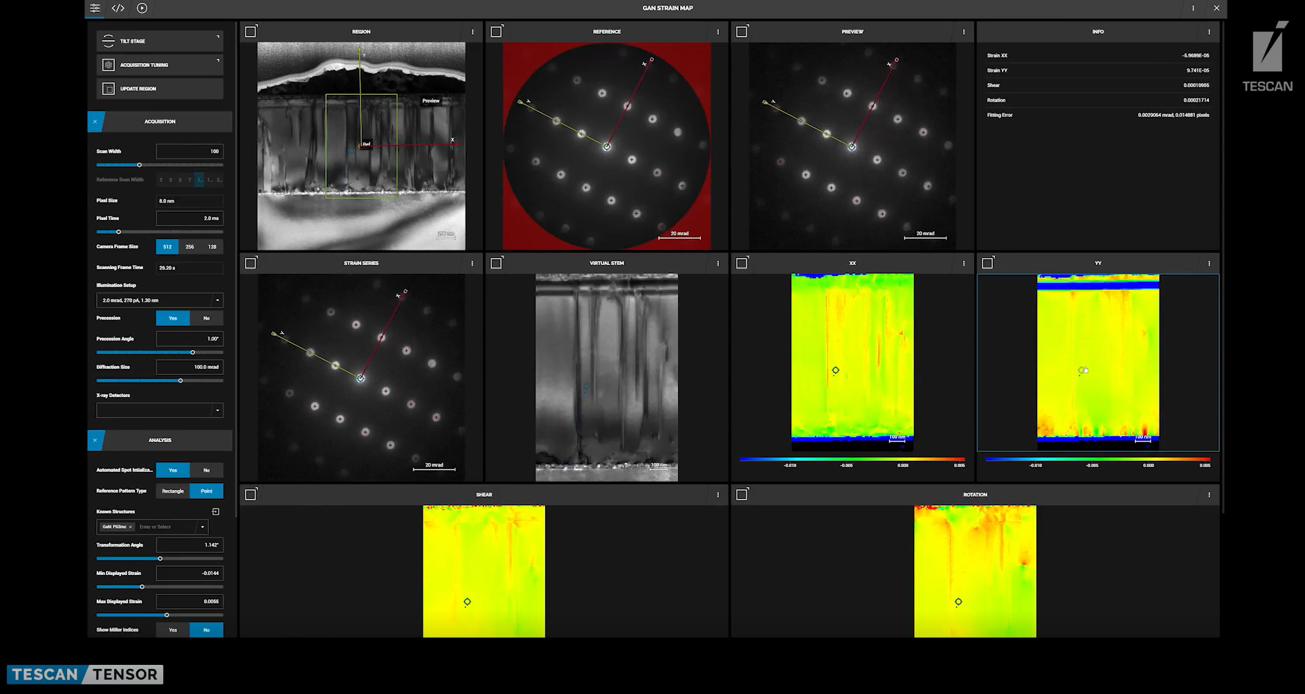 Tensor Strain Measurement Using Advanced STEM